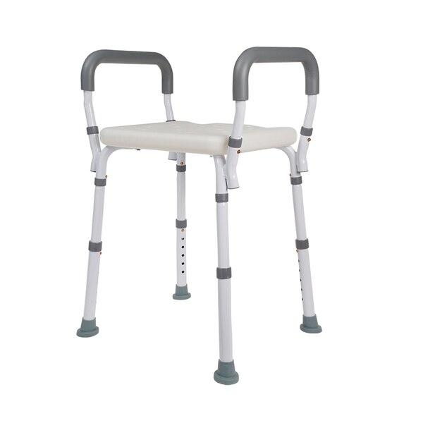 VMS Deluxe Shower Chair with Removable Padded Arms, White